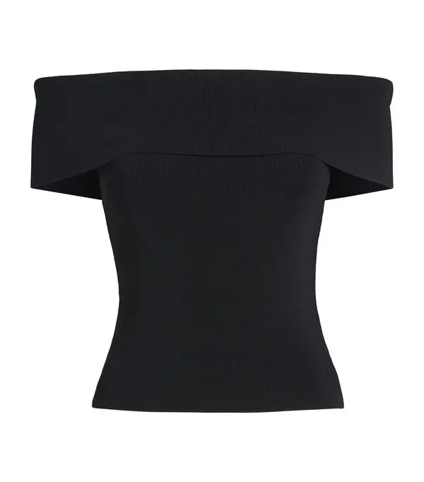 Maje Off-the-shoulder Rib-knit Top - Black
