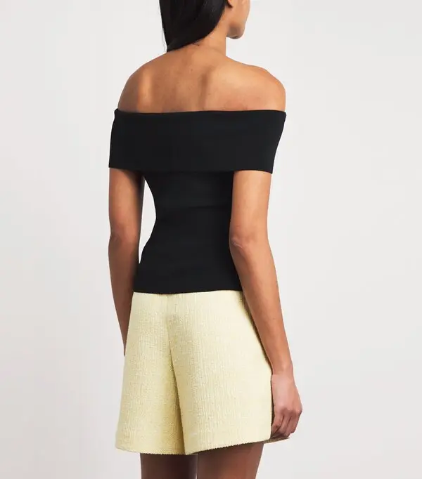 Maje Off-the-shoulder Rib-knit Top - Black