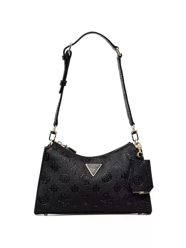 Guess Debossed Logo Shoulder Bag - Black