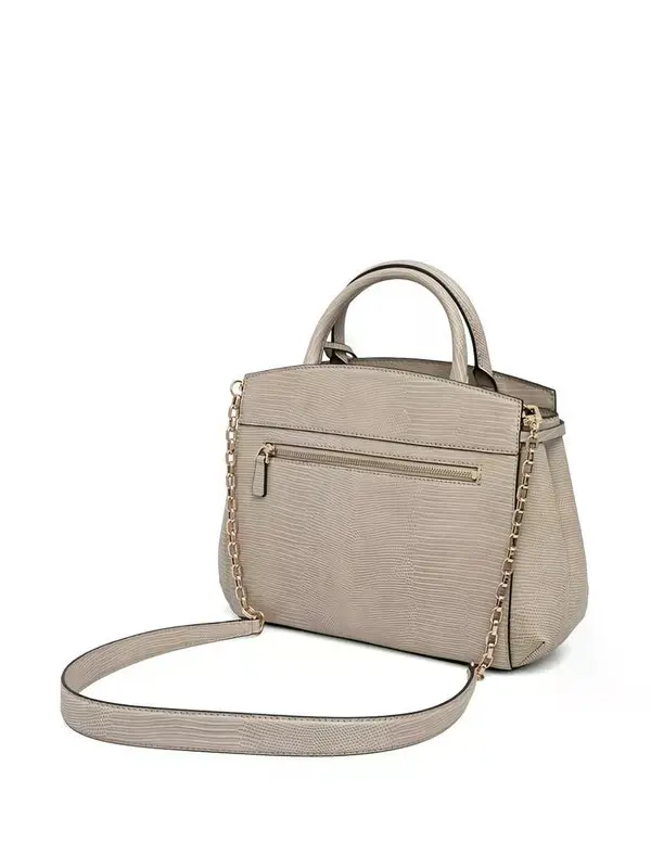 Guess Embossed Handbag With Chain Strap - Grey