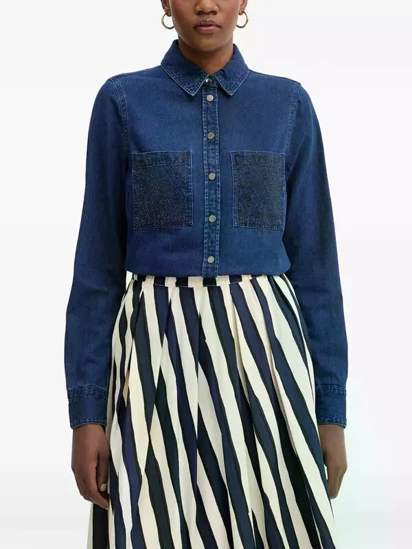 Guess Monique Button-down Embellished Denim Shirt - Blue