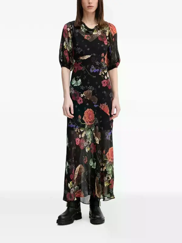ALLSAINTS Tiwa Floral Print Maxi Dress - Black