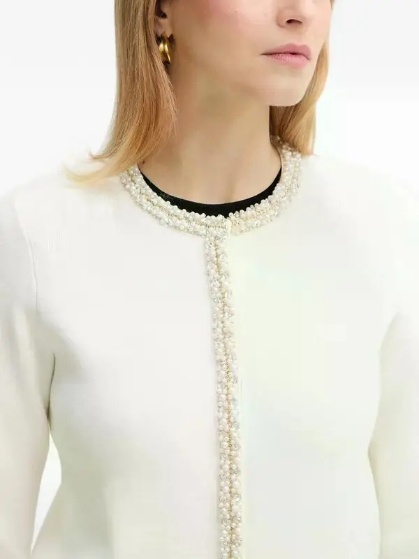 Guess Embellished Crew Neck Cardigan - Neutrals