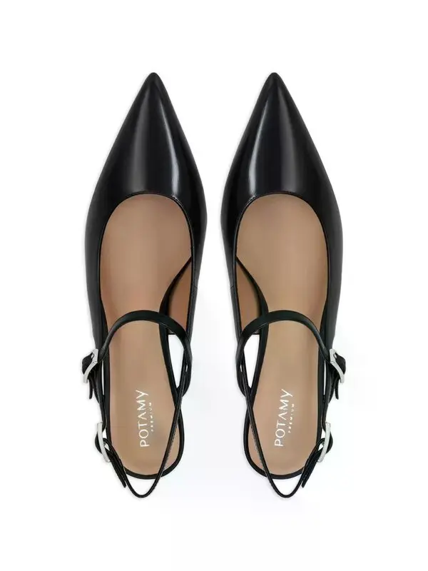 POTAMY Buckle Strap Leather Pumps
