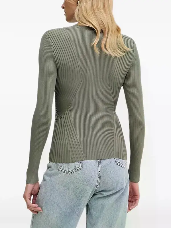 Guess Ribbed Knit Sweater With Metallic Detail