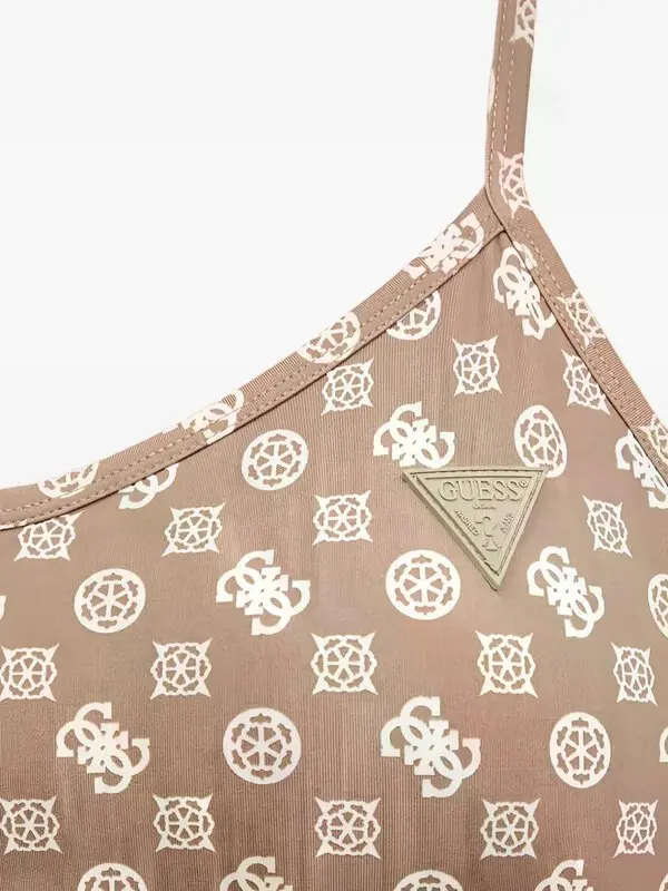 Guess Patterned Tank Top With Criss-cross Back Straps - Neutrals