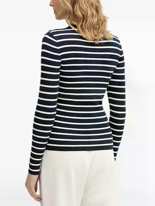 Guess Striped Crew Neck Long Sleeve Pullover - Blue