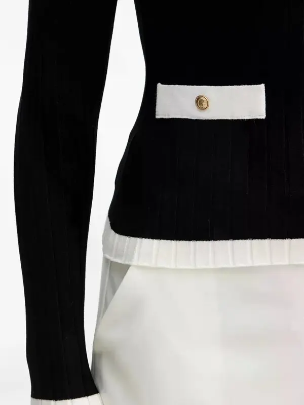 Guess Ribbed Buttoned Knit V-neck Sweater