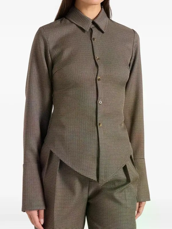 Manière De Voir Sculpted Check-pattern Shirt - Brown