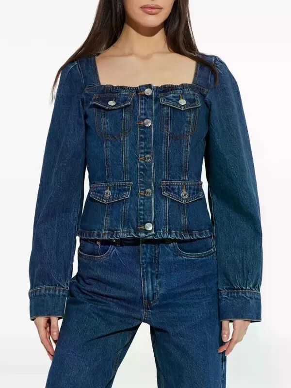GESTUZ Indigo Square Neck Denim Jacket