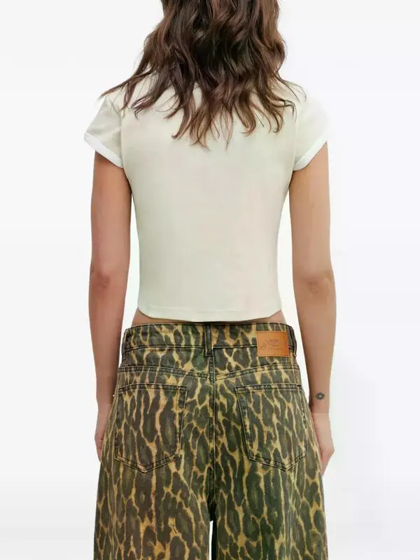 A BATHING APE Ivory Cotton Logo Print T-shirt