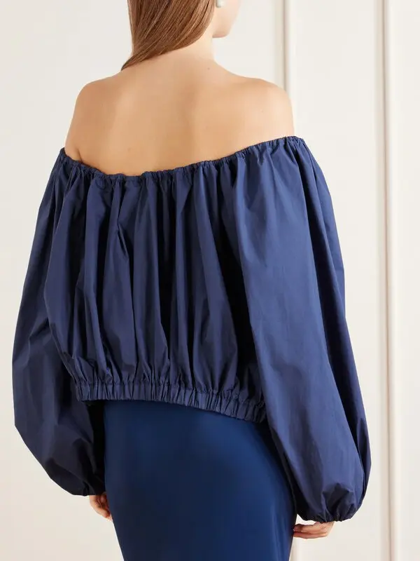 Bernadette Ally Off-the-shoulder Gathered Blouse - Blue
