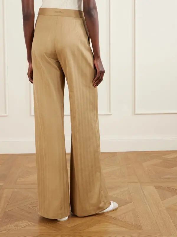 Max Mara Herringbone Cotton Wide-leg Trousers - Brown