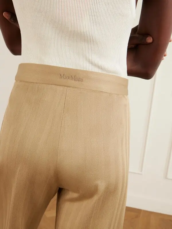 Max Mara Herringbone Cotton Wide-leg Trousers - Brown