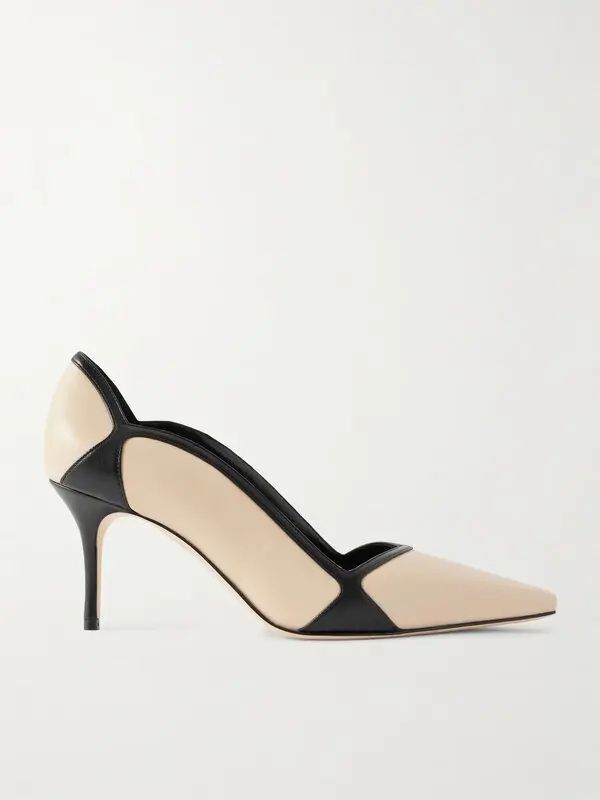 Manolo Blahnik Ruvian 70 Leather Pumps - Neutrals