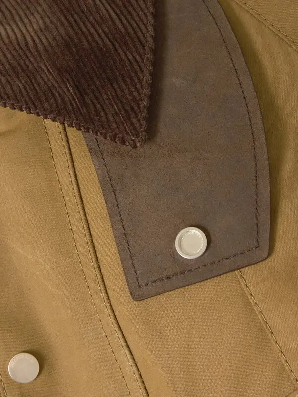 JW Anderson Cropped Corduroy-trimmed Waxed Cotton Jacket - Neutrals