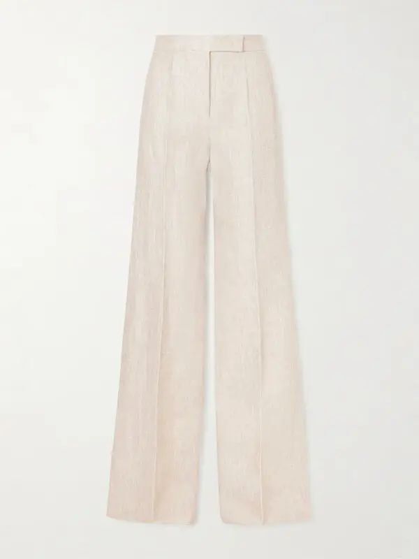 Max Mara Linen Wide-leg Tailored Trousers - Neutrals