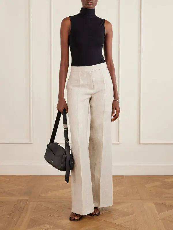 Max Mara Linen Wide-leg Tailored Trousers - Neutrals