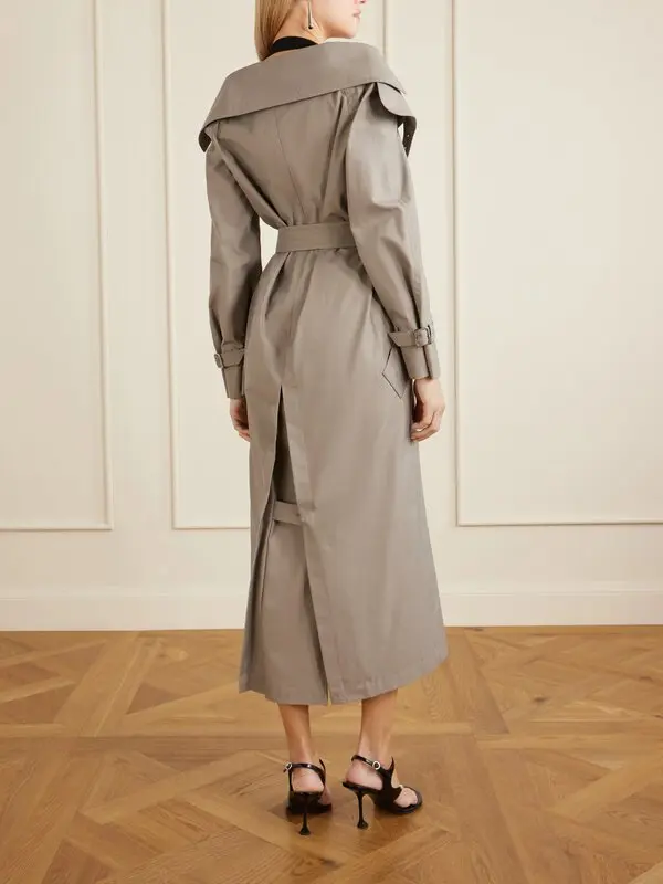 Max Mara Belted Cotton-gabardine Trench Coat - Gray