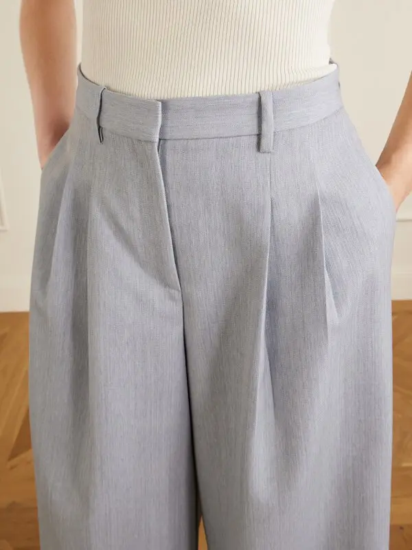 TWP Avery Mid-rise Pleated Wool Wide-leg Trousers