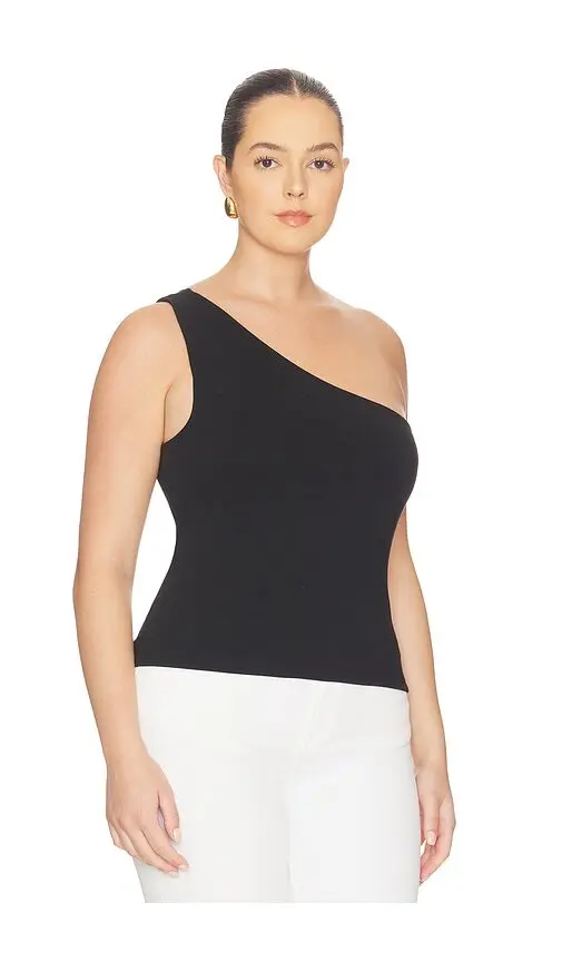 Good American Super Stretch One Shoulder Tank Top - Black
