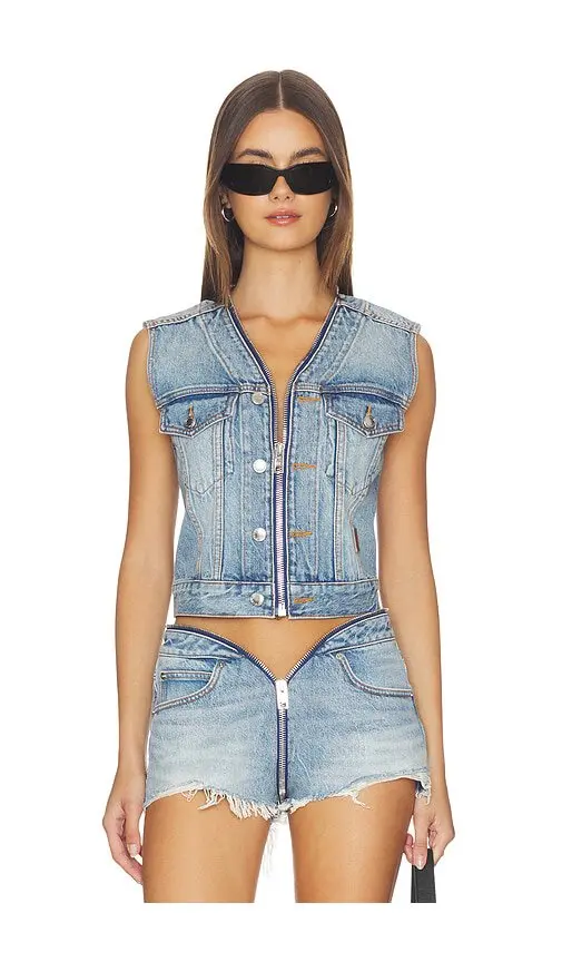 Alexander Wang Dipped V Trucker Vest - Blue