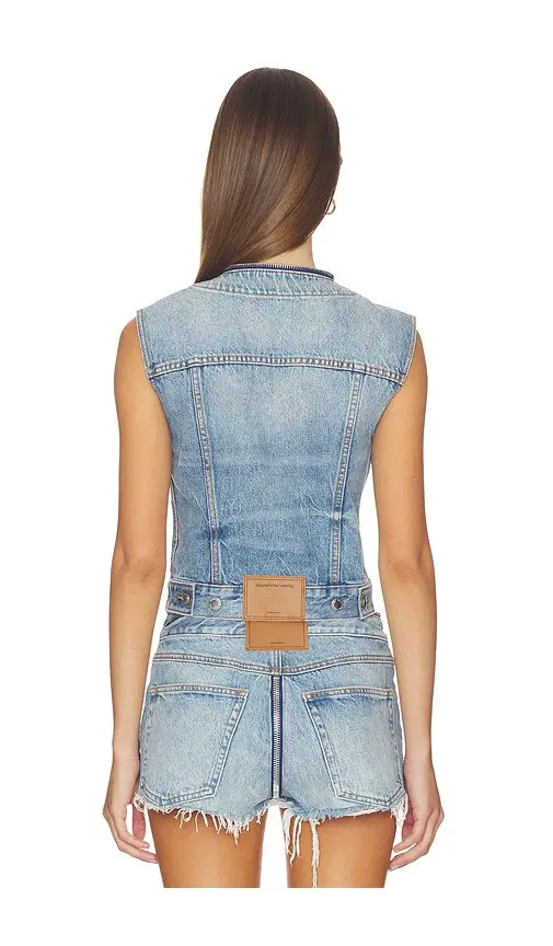 Alexander Wang Dipped V Trucker Vest - Blue