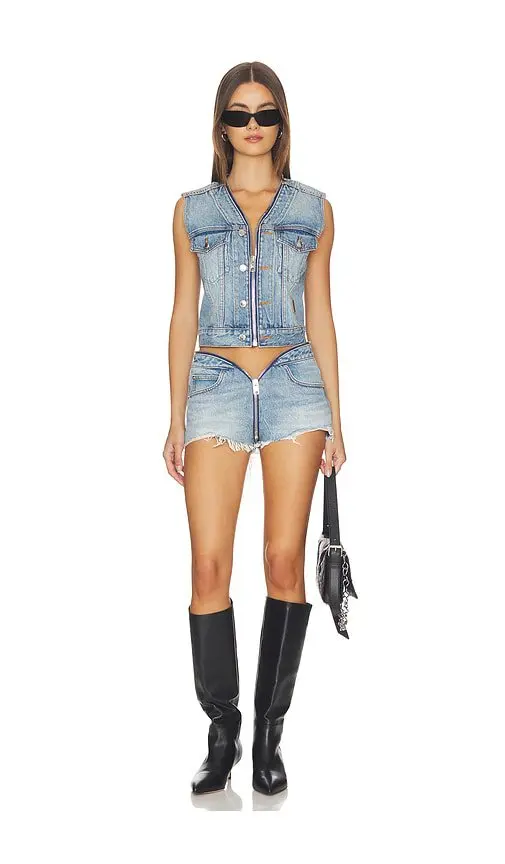 Alexander Wang Dipped V Trucker Vest - Blue