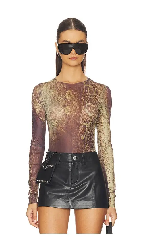 I.AM.GIA Long Sleeve Mesh Top - Brown
