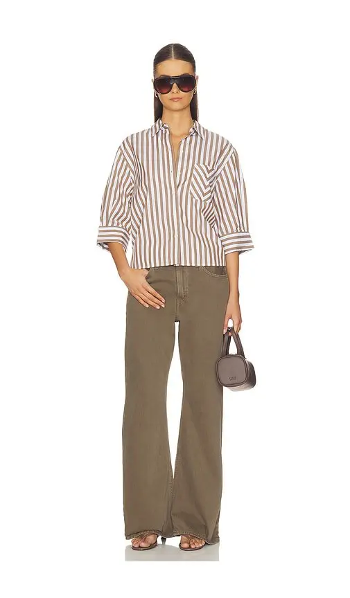 Rag & Bone Lucia Stripe Poplin Shirt - Brown