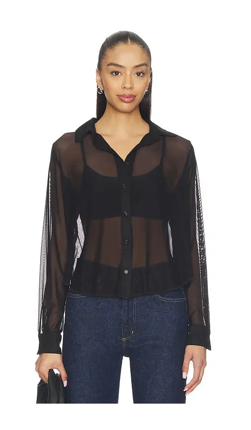 Michael Lauren Alameda Mesh Long Sleeve Button Up Shirt