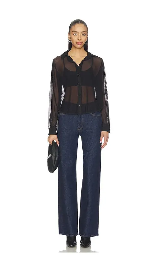 Michael Lauren Alameda Mesh Long Sleeve Button Up Shirt