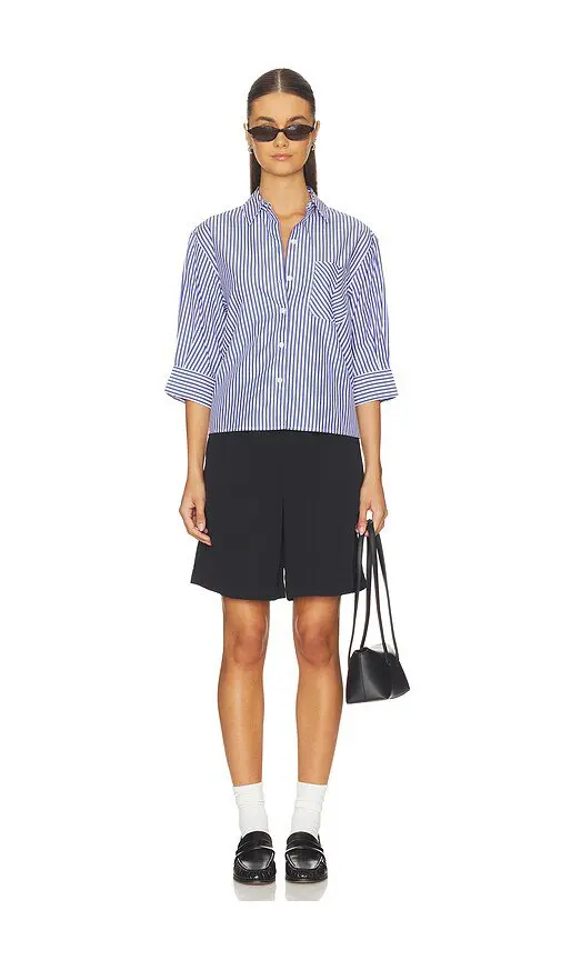 Rag & Bone Lucia Stripe Poplin Shirt - Navy