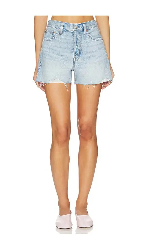 PISTOLA Nova High Rise Cut Off Denim Shorts - Blue