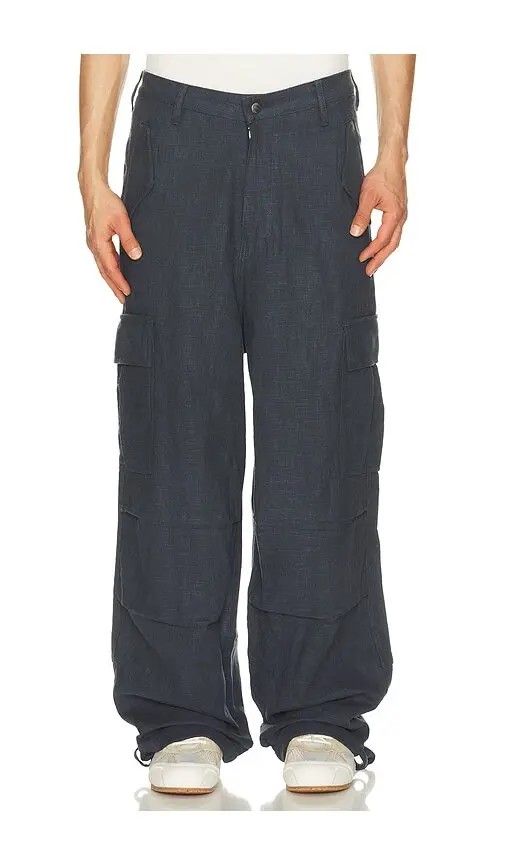 Rhude Linen Cargo Pants - Navy