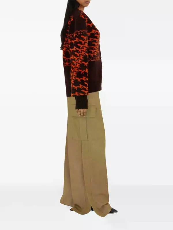 Burberry Fox Jacquard Wool Cardigan
