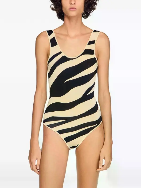 Sandro Zebra-print Bodysuit