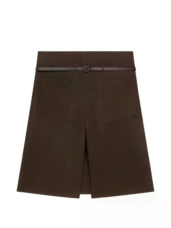 COURREGES Buckled Knee-length Shorts - Brown