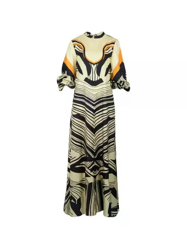 Raquel Diniz Balloon Sleeve Maxi Dress - Neutrals