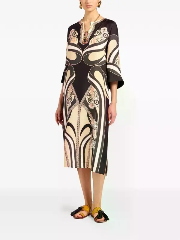 La DoubleJ Ambrosia Print Silk Twill Kaftan Dress