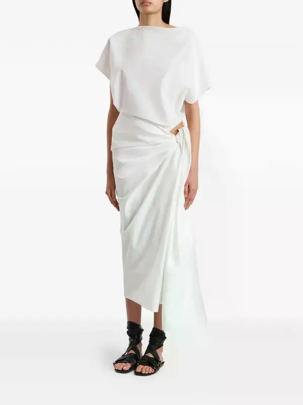 Khaite Asymmetrical Draped Poplin Dress