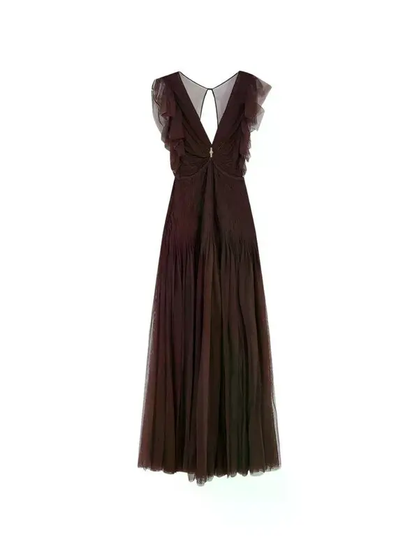Elisabetta Franchi Red Carpet Tulle Gown - Brown