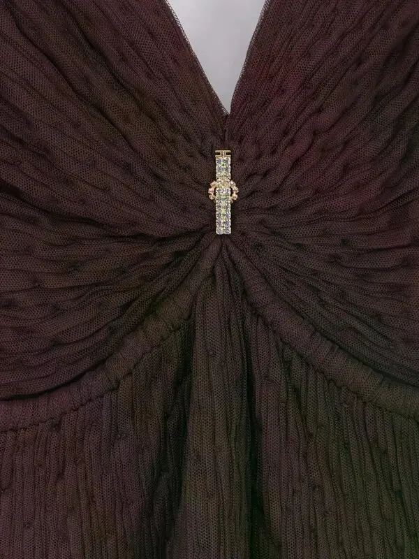 Elisabetta Franchi V-neck Cap Sleeve Maxi Dress - Brown