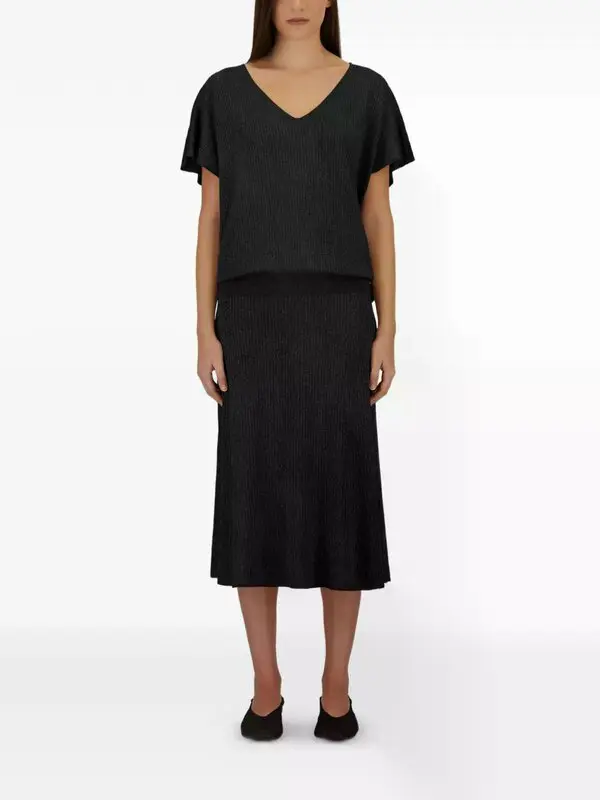 Herno Ribbed V-neck Knit Top