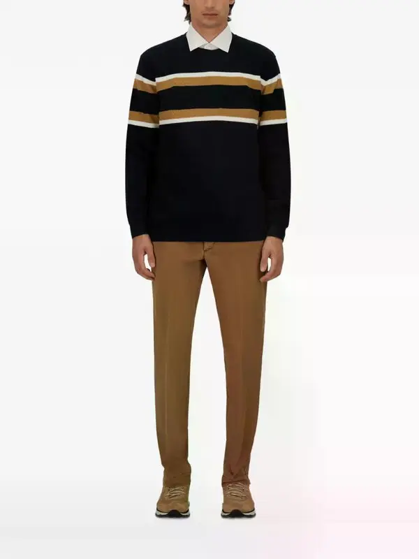 Herno Striped Crew Neck Sweatshirt - Blue