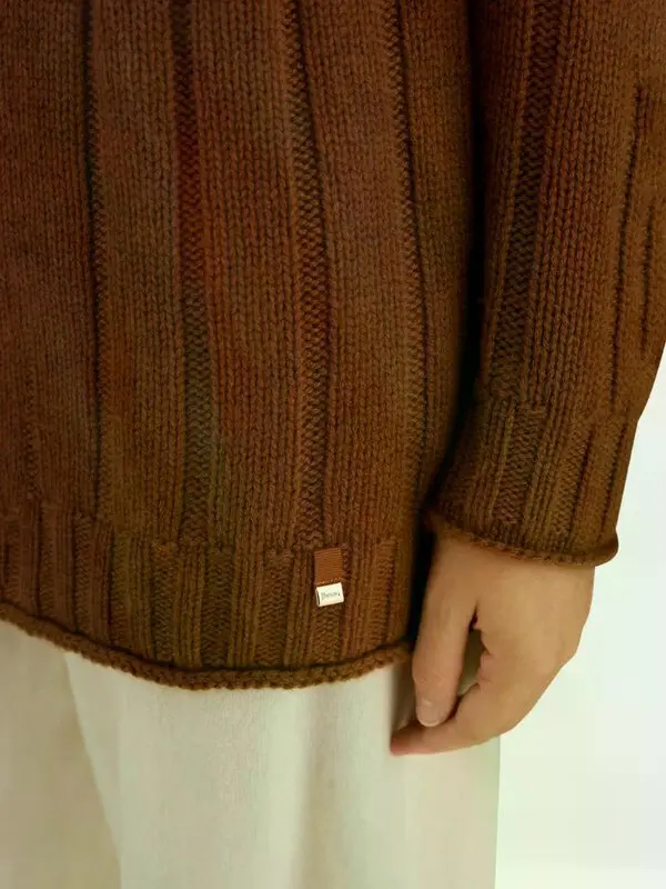 Herno Ribbed-knit Roll Neck Sweater - Brown