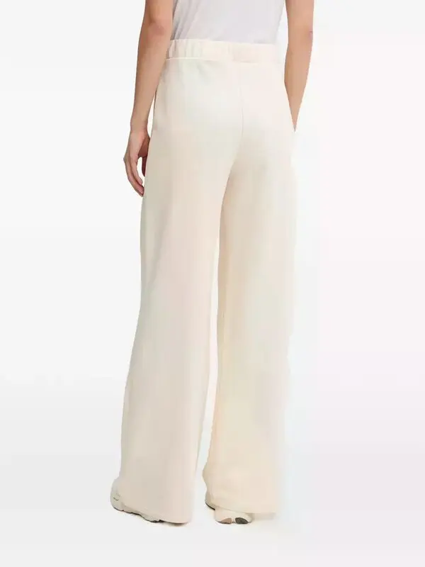 Guess Cream Wide-leg Track Pants With Embroidered Logo