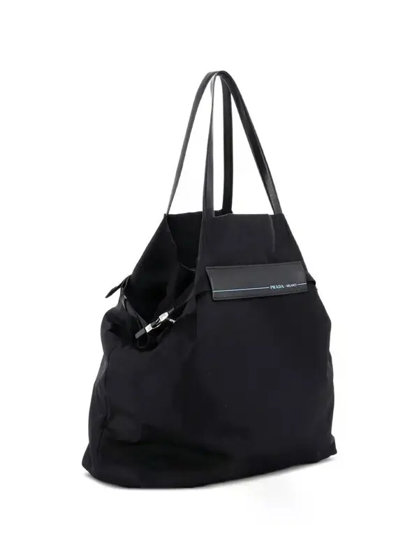Prada Belted Logo T Tecido Tote Bag