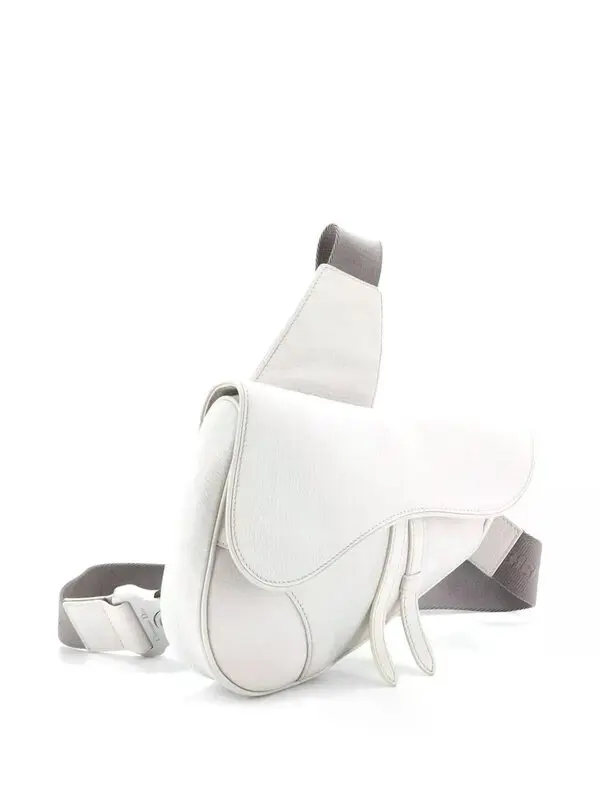 Dior Saddle Leather Crossbody Bag - White