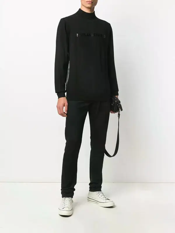 Karl Lagerfeld Mock Neck Logo Sweater - Black
